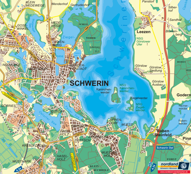 Landkarte Und Stadtplan Um Den Schweriner See Schwerin Und Mecklenburg Landkarte Und Stadtplan Um Den Schweriner See Schwerin Und Mecklenburg